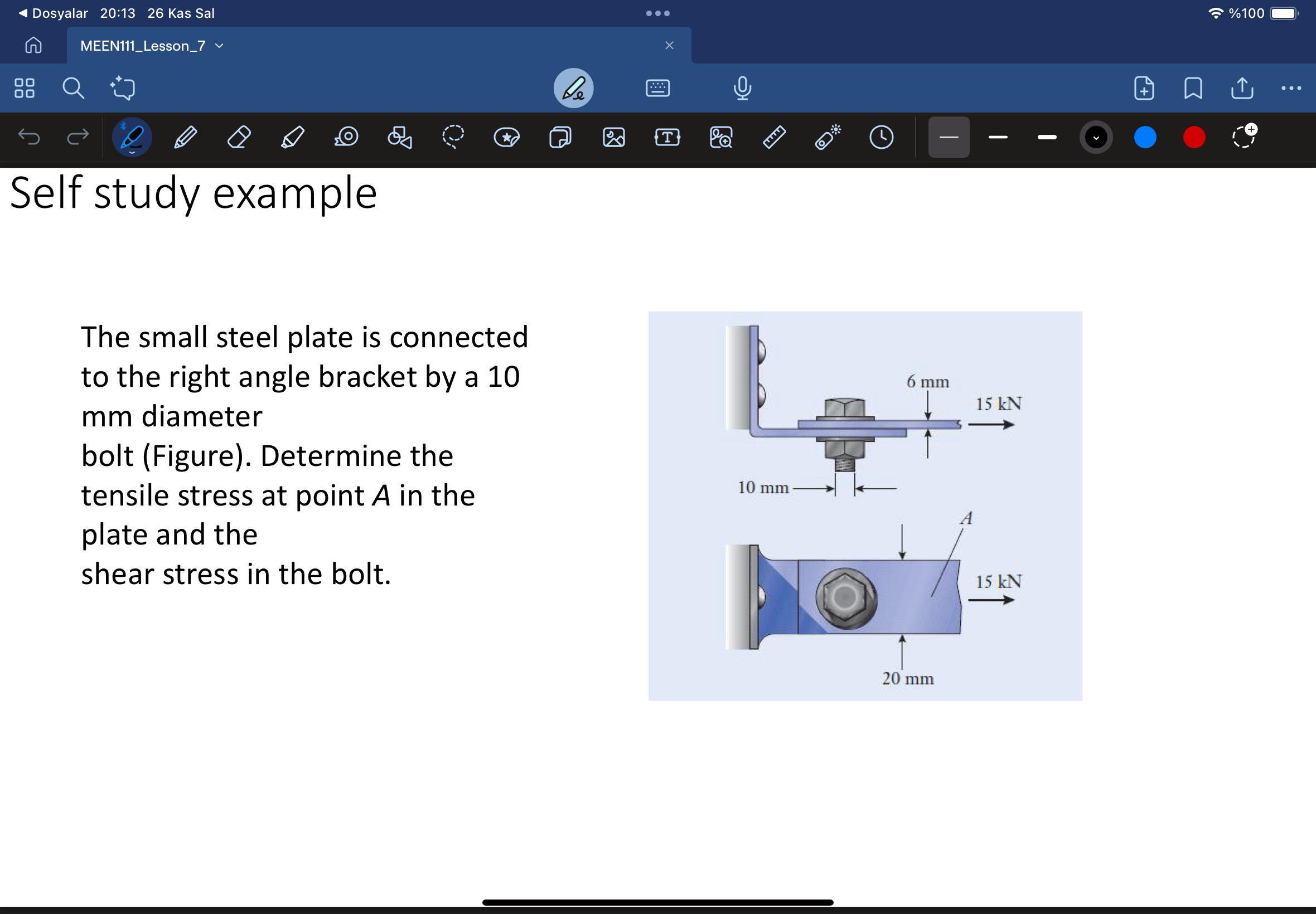 Solved Self study exampleThe small steel plate is connected | Chegg.com