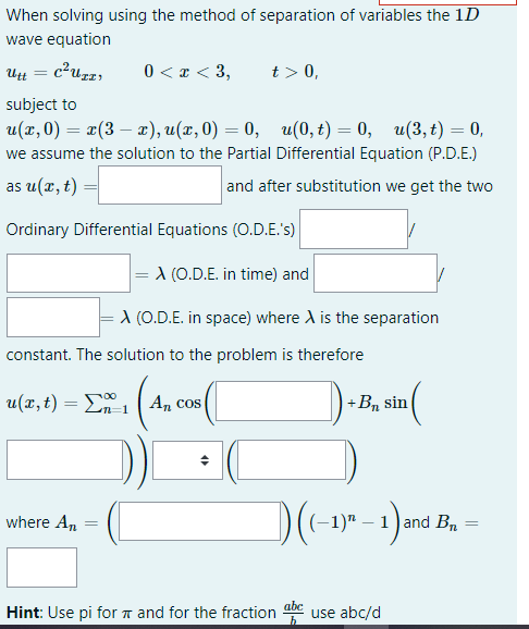Solved When solving using the method of separation of | Chegg.com