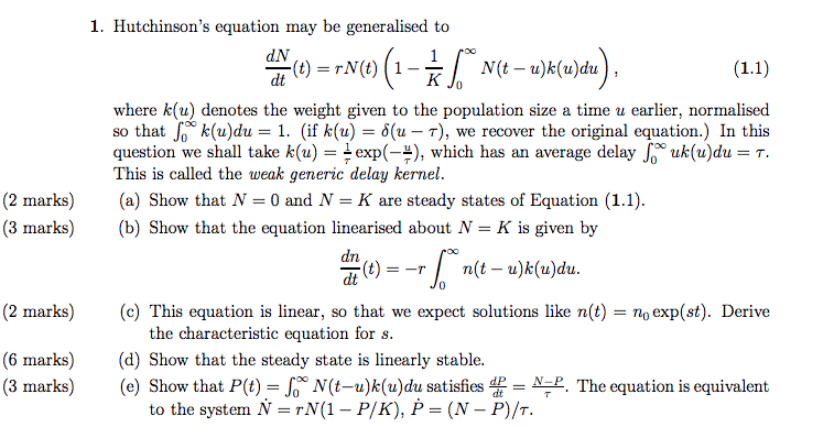 rn(e) (1- * * n(e – u)k(u)du), N FNC = 0 = (2 | Chegg.com