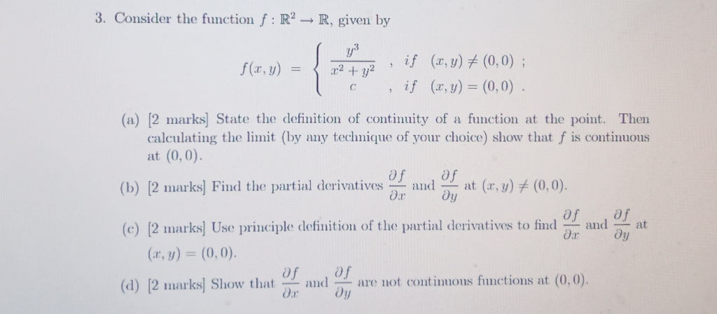 Solved 3. Consider the function f: R2 R, given by y3 9 с | Chegg.com
