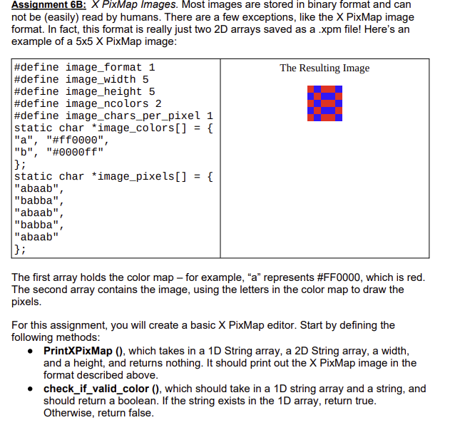 Solved Assignment 6B: X PixMap Images. Most images are | Chegg.com
