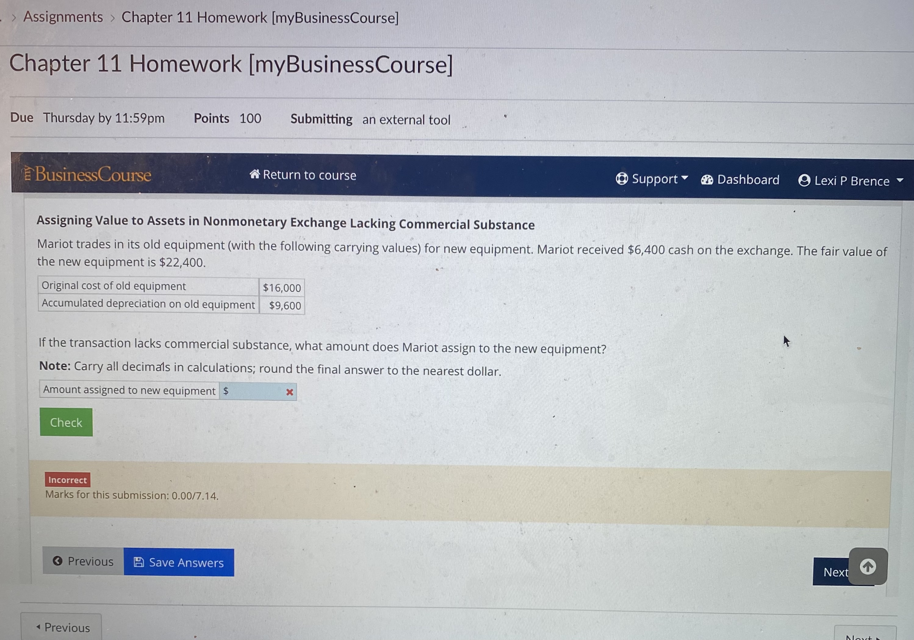 Chapter 11 Homework [myBusinessCourse] Due Thursday | Chegg.com