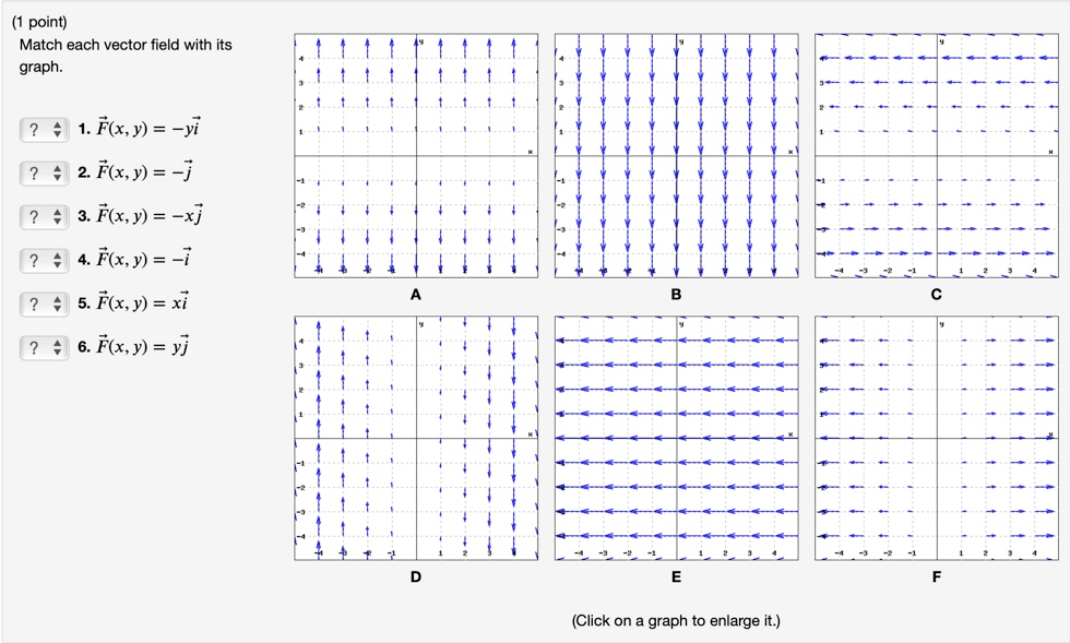 Solved (1 point) Match each vector field with its graph. ? A | Chegg.com Solved (1 point) Match each vector field with its graph. ? A | Chegg.com