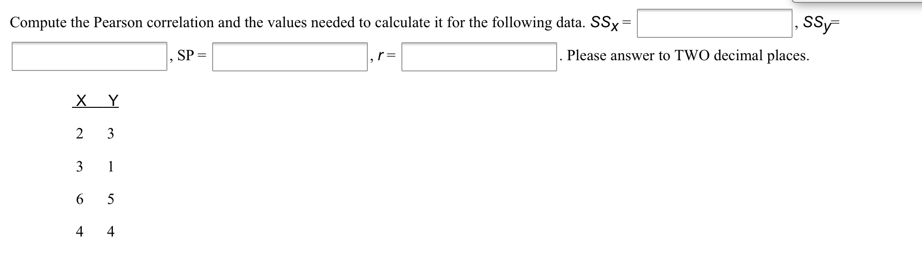 Solved Compute the Pearson correlation and the values needed | Chegg.com