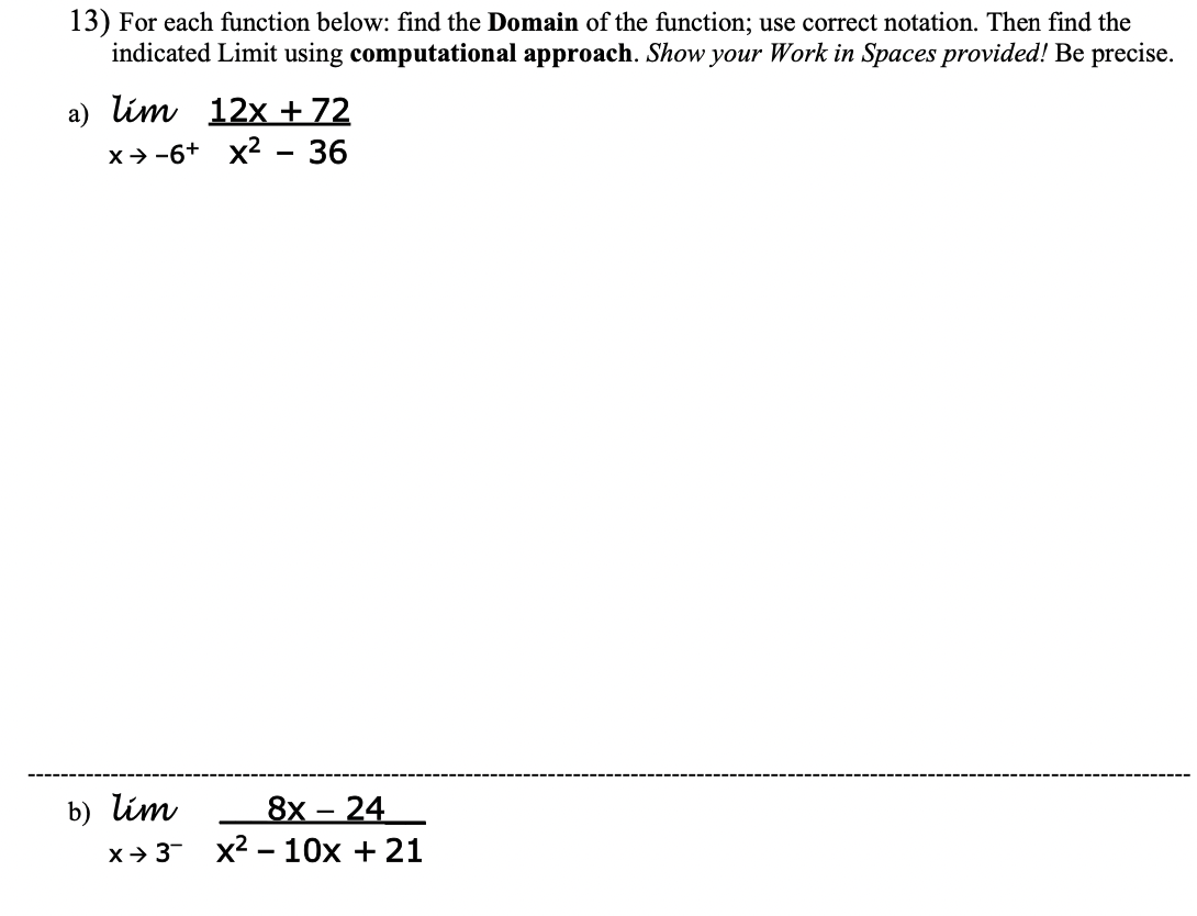 Solved 13) For each function below: find the Domain of the | Chegg.com