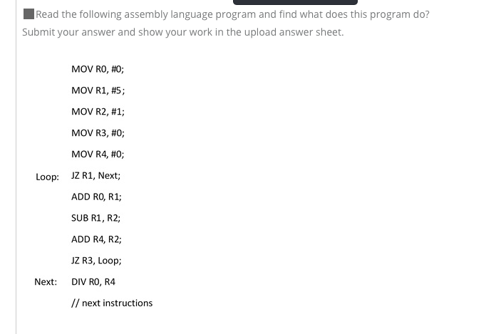 Solved Read the following assembly language program and find | Chegg.com