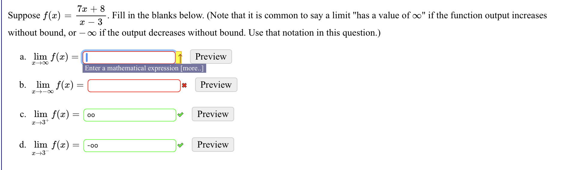 Solved Suppose f(x)=7x+8x-3. ﻿Fill in the blanks below. | Chegg.com