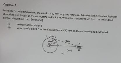 Solved Question 2 in a slider-crank mechanism, the crank is | Chegg.com