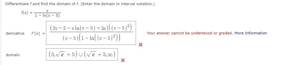 Solved Differentiate f and find the domain of f. (Enter the | Chegg.com