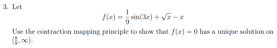 Solved Letf(x)=19sin(3x)+x2-xUse the contraction mapping | Chegg.com