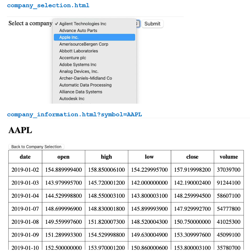 Solved Create a web application that allows users to select | Chegg.com