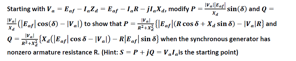 Solved Starting with Va=Eaf−IaZd=Eaf−IaR−jIaXd, modify | Chegg.com