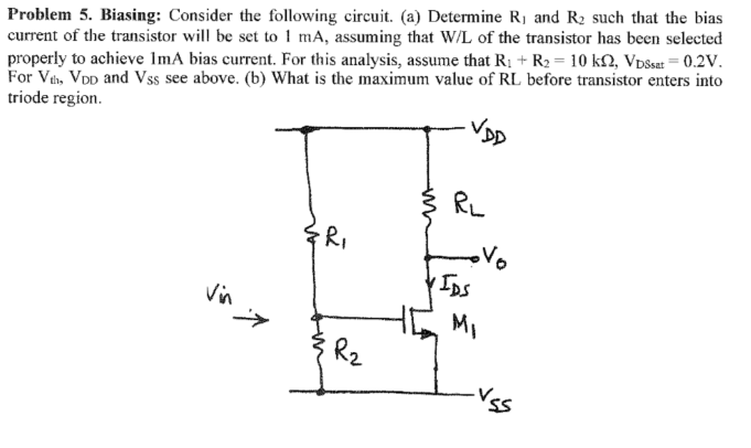 Solved Assumptions for the MOSFET transistors: Vth = 0.5 [V] | Chegg.com