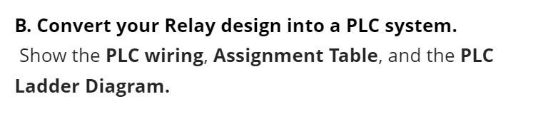 Solved A. Create the Relay Ladder Diagram that will satisfy | Chegg.com