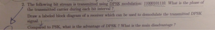 Solved The following bit stream is transmitted using DPSK | Chegg.com