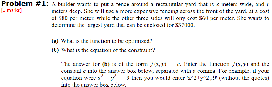 Solved Problem #1: A builder wants to put a fence around a | Chegg.com