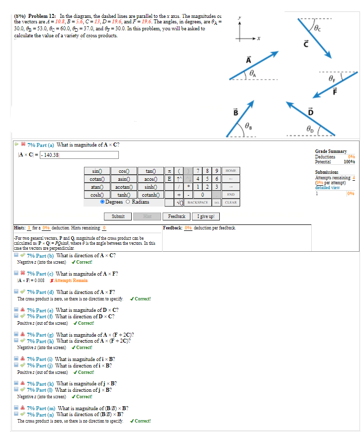Solved (8%) Problem 12: In the diagram, the dashed lines are | Chegg.com
