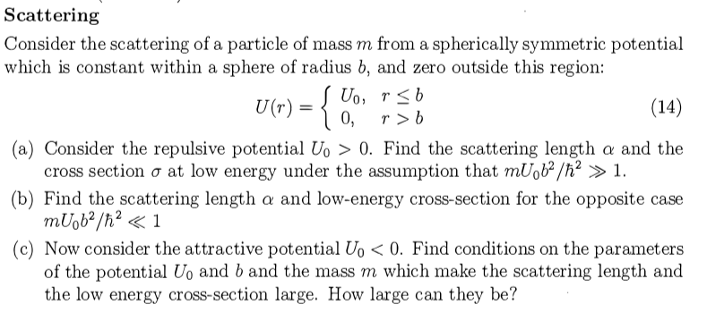 Solved Scattering Consider the scattering of a particle of | Chegg.com