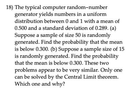 Solved 18) The typical computer random-number generator | Chegg.com