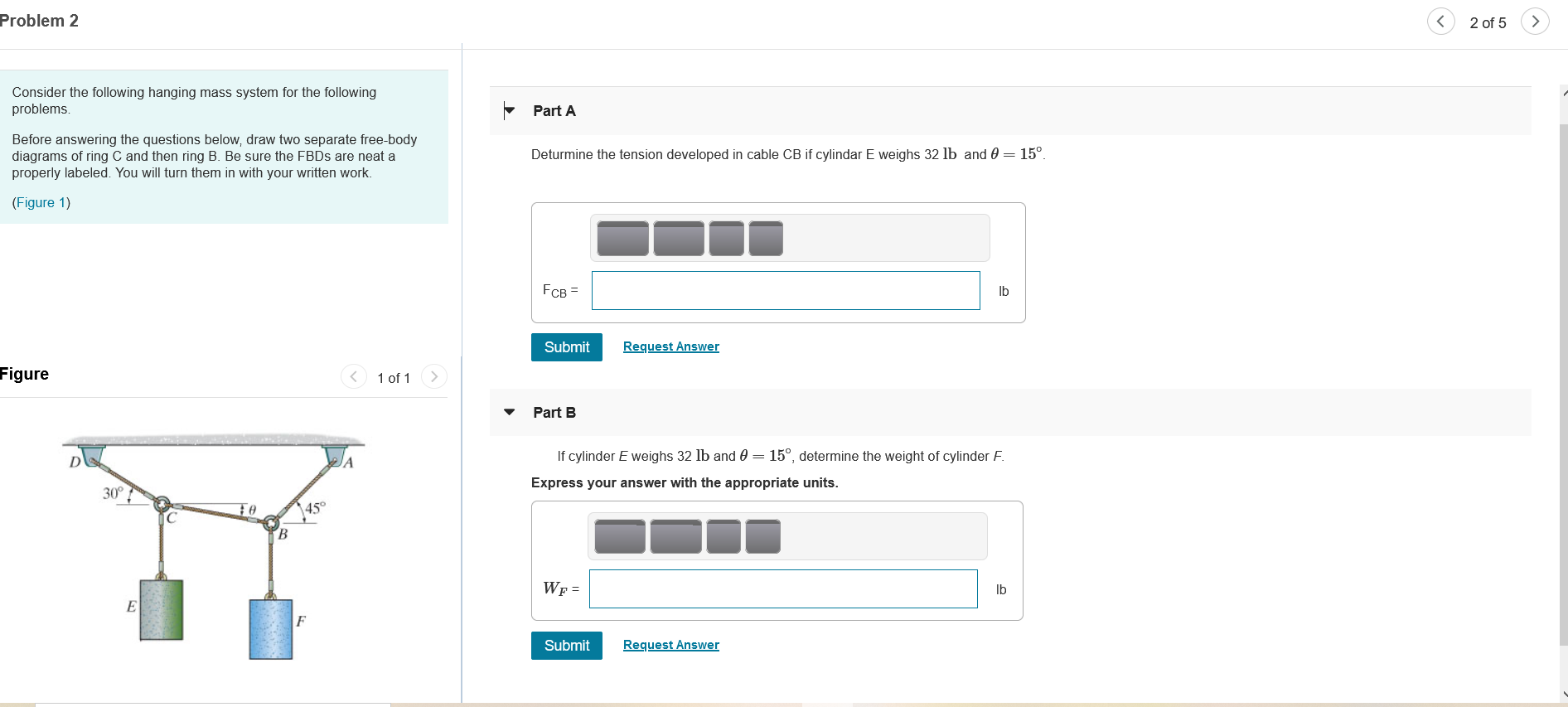 Solved Problem 2 Consider the following hanging | Chegg.com
