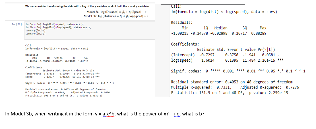 We can consider transforming the data with a log of | Chegg.com