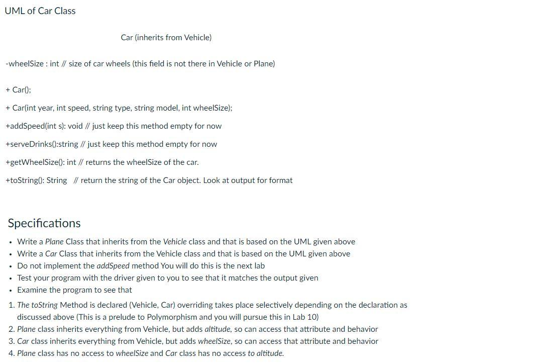 Solved Specifications: You do NOT need to write a driver. | Chegg.com
