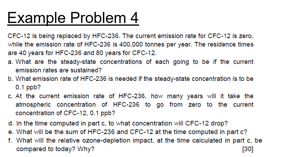 Example Problem 4 CFC-12 is being replaced by | Chegg.com
