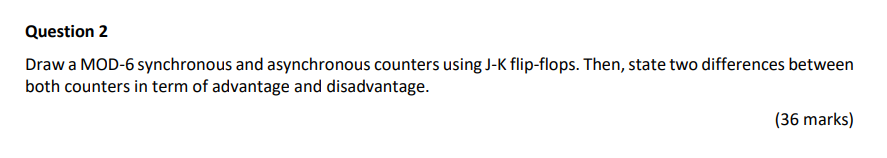 Solved Question 2 Draw a MOD-6 synchronous and asynchronous | Chegg.com