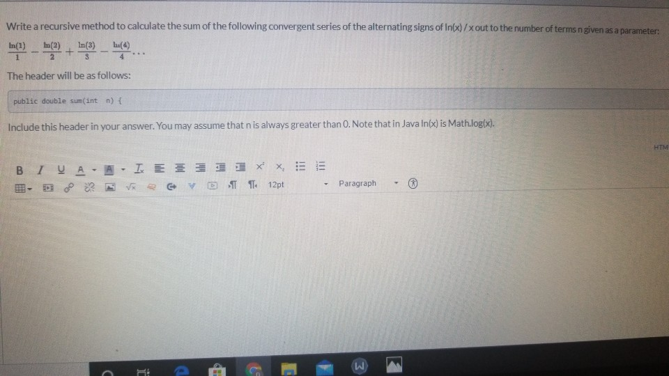 Solved Write a recursive method to calculate the sum of the | Chegg.com