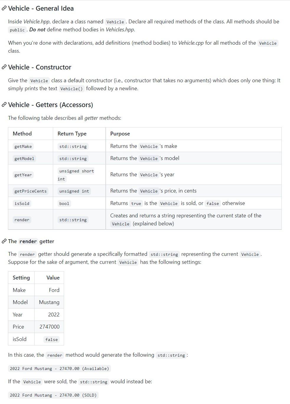Solved ¿ Vehicle - General Idea Inside Vehicle.hpp, declare | Chegg.com