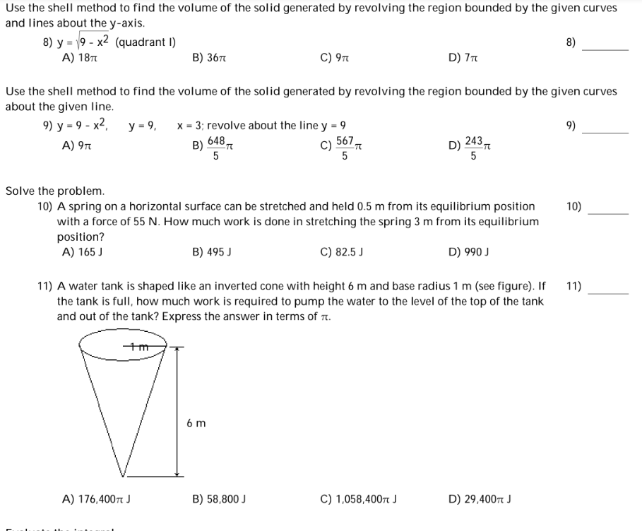 Solved Use the shell method to find the volume of the solid | Chegg.com