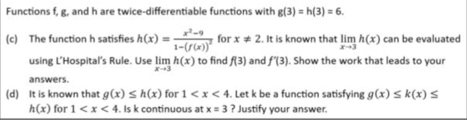 Solved Functions f,g, and h are twice-differentiable | Chegg.com