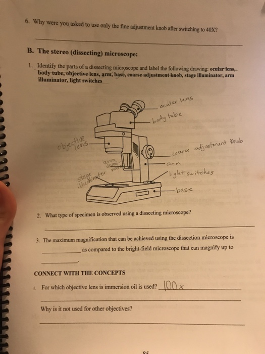 Solved 6. Why were you asked to use only the fine adjustment | Chegg.com