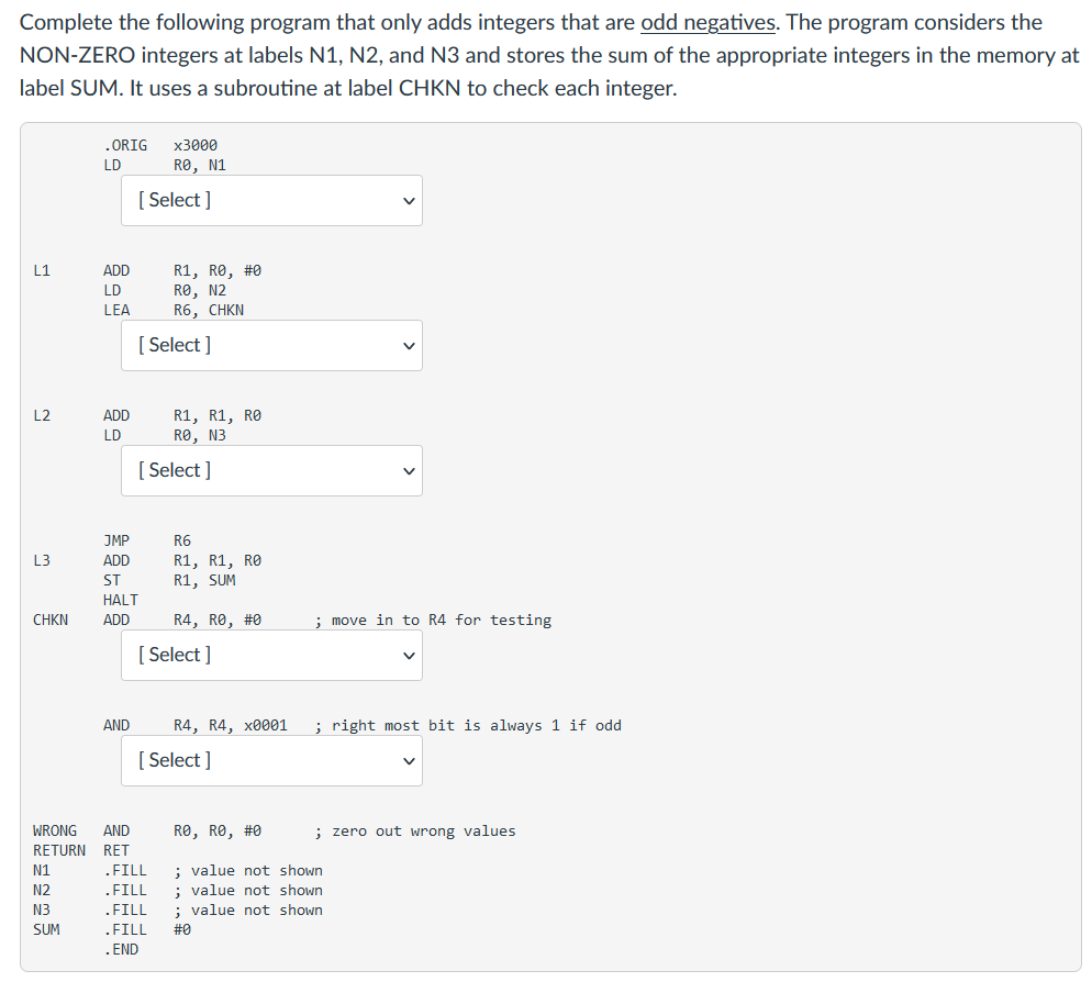 Complete the following program that only adds | Chegg.com