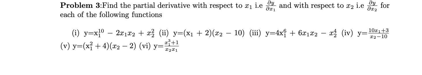 Solved Find the partial derivative with respect to x1 i.e ∂y | Chegg.com