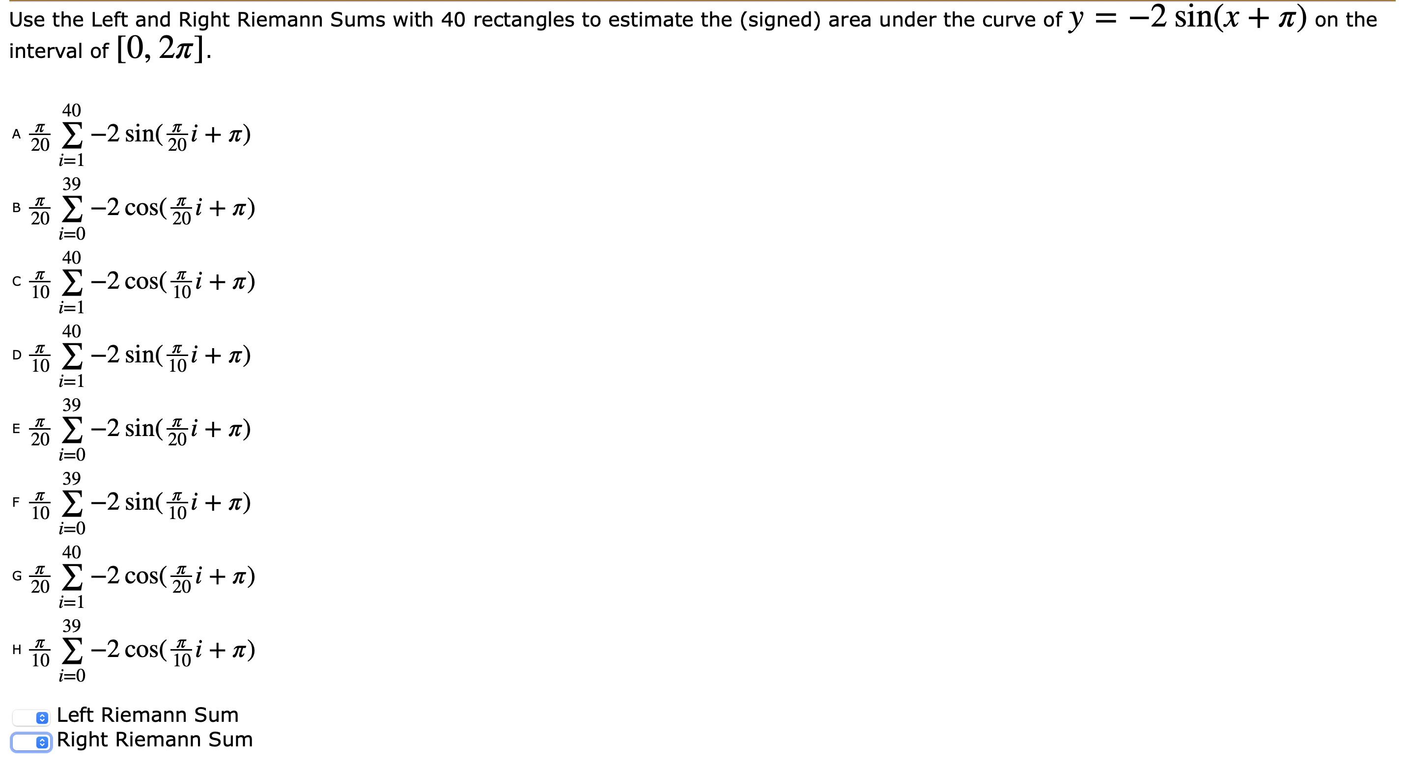 Solved Use the Left and Right Riemann Sums with 40 | Chegg.com