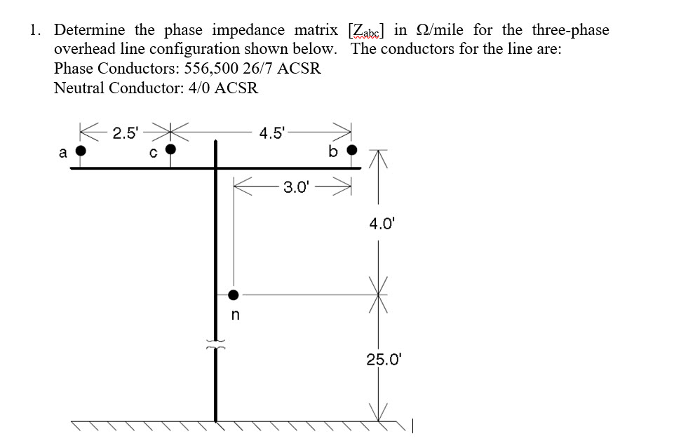 1. Determine the phase impedance matrix (Zabc) in | Chegg.com