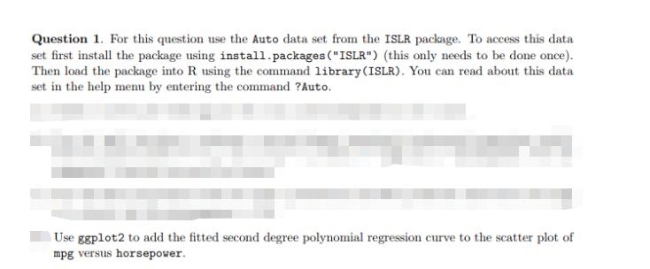 Solved Question 1. For this question use the Auto data set | Chegg.com