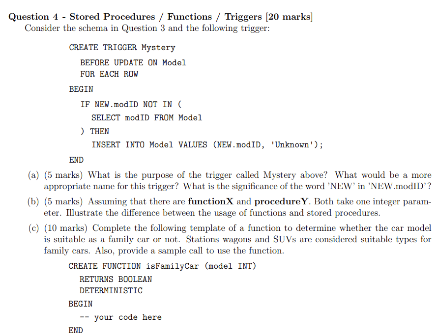 Solved Question 4 Stored Procedures Functions Triggers