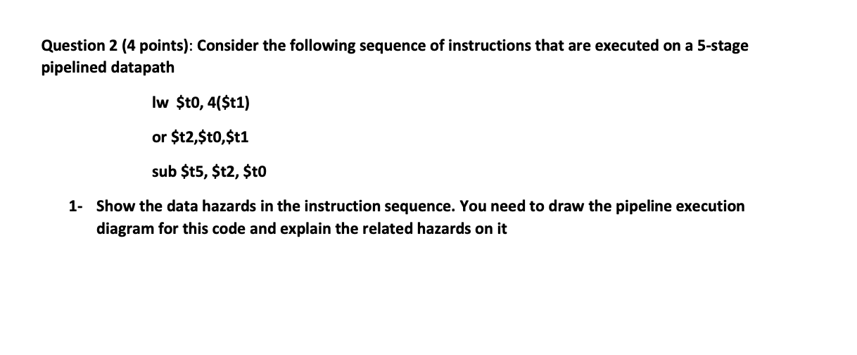 Solved Question 2 (4 points): Consider the following | Chegg.com