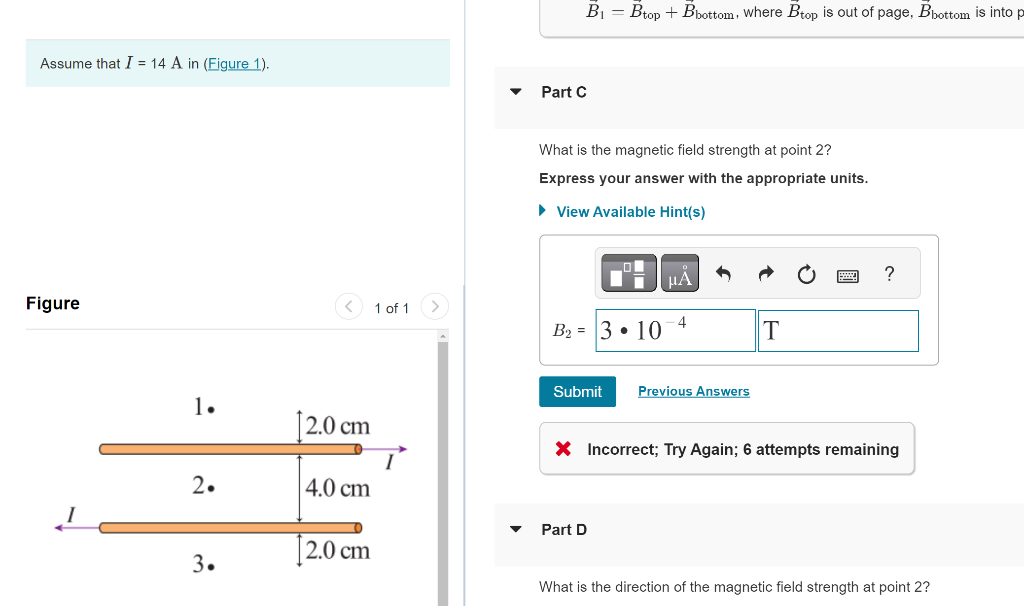 Solved B1=Btop +Bbottom , where Btop is out of page, | Chegg.com