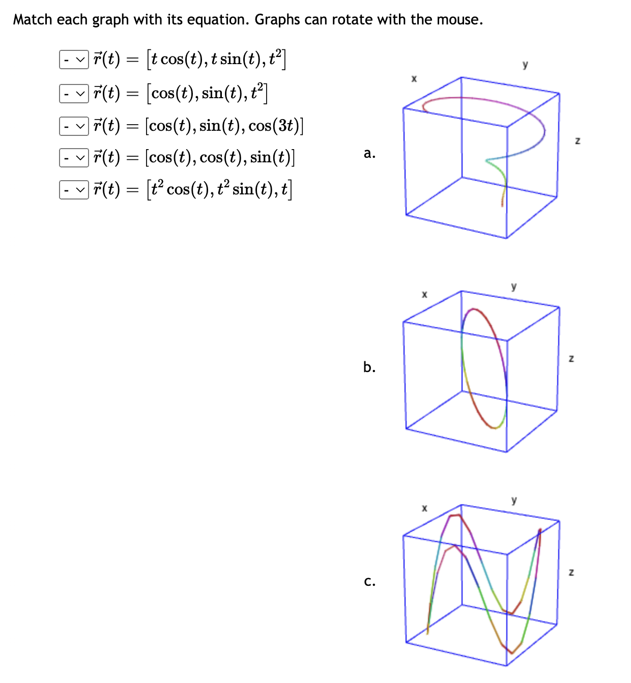Solved Match each graph with its equation. Graphs can rotate | Chegg.com