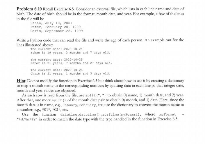 Solved Calculation Age print Today here Given a date of | Chegg.com