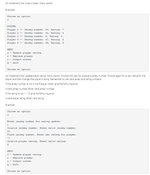 Solved This program will store roster and rating information | Chegg.com