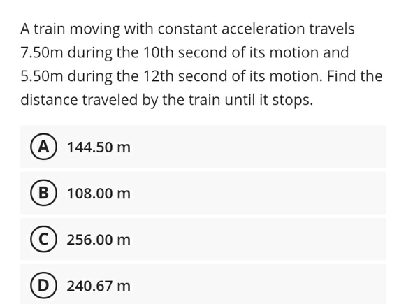 Solved A train moving with constant acceleration travels | Chegg.com