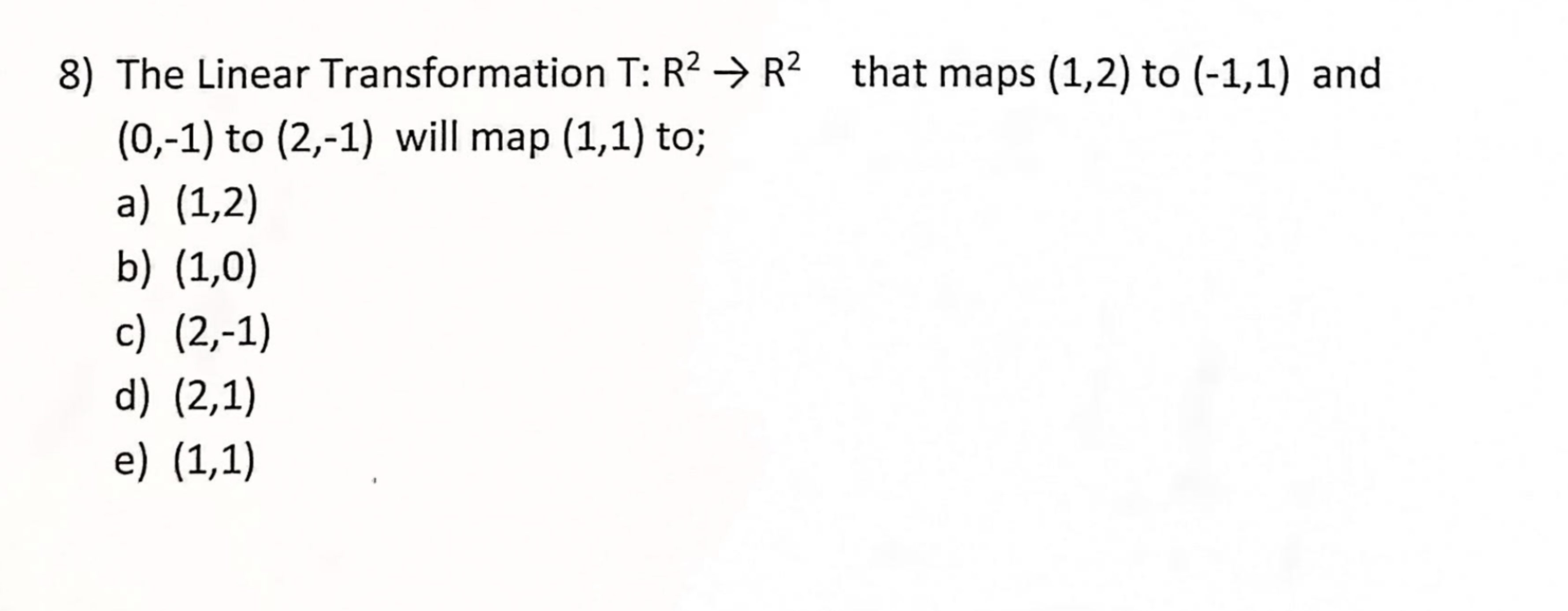 Solved The Linear Transformation T:R2→R2 ﻿that maps (1,2) | Chegg.com