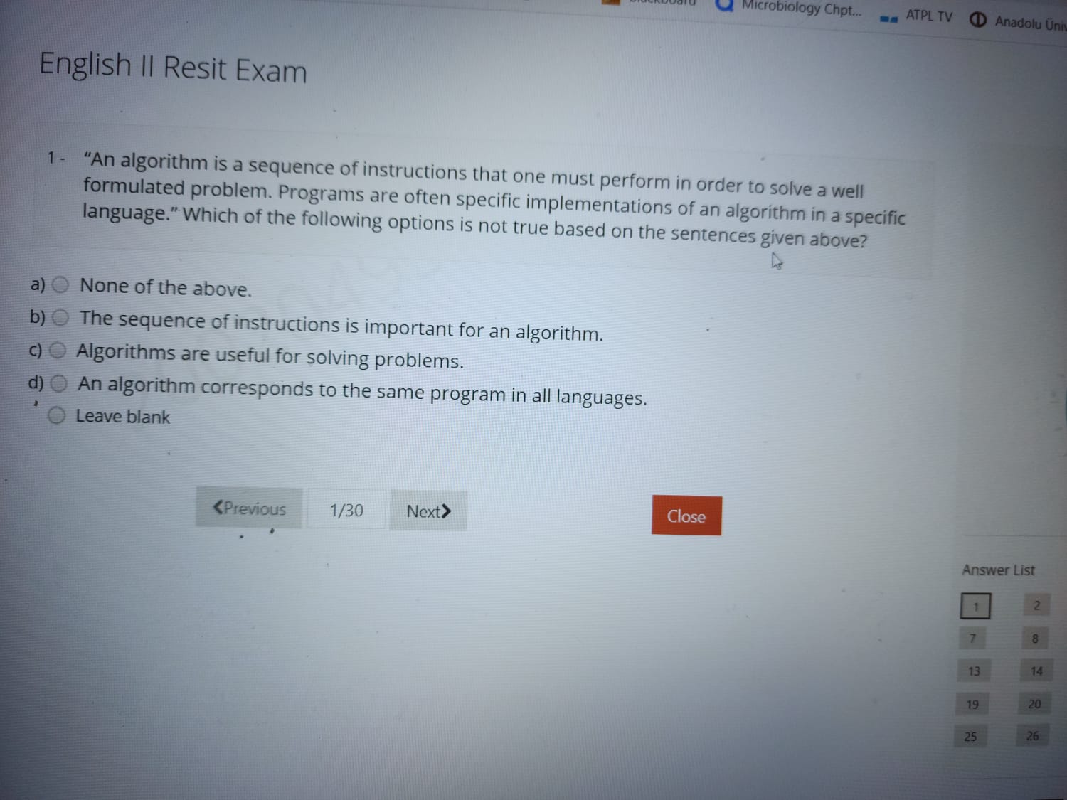 1 An Algorithm Is A Sequence Of Instructions That