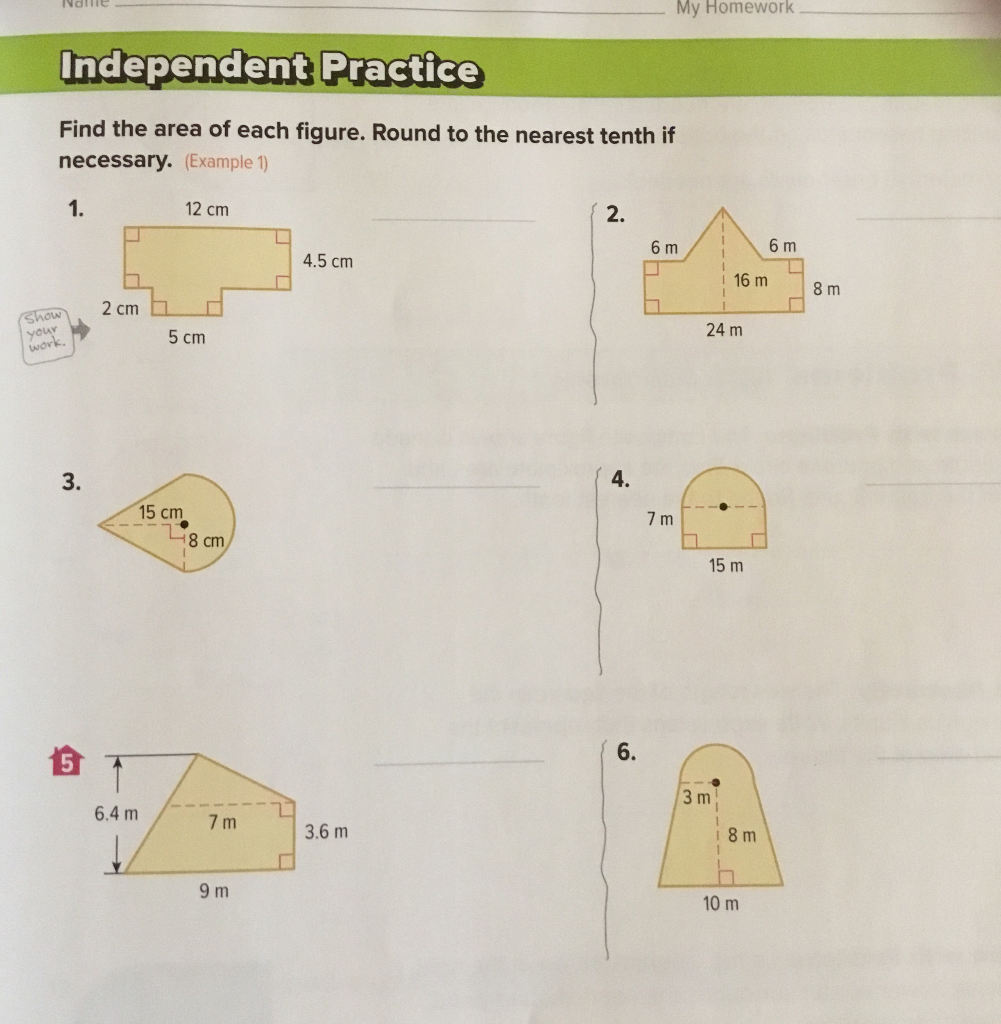 Solved My Homework Independent Practice Find the area of | Chegg.com