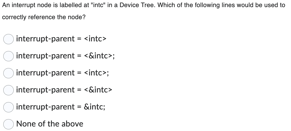 Solved An Interrupt Node Is Labelled At Intc In A Device 