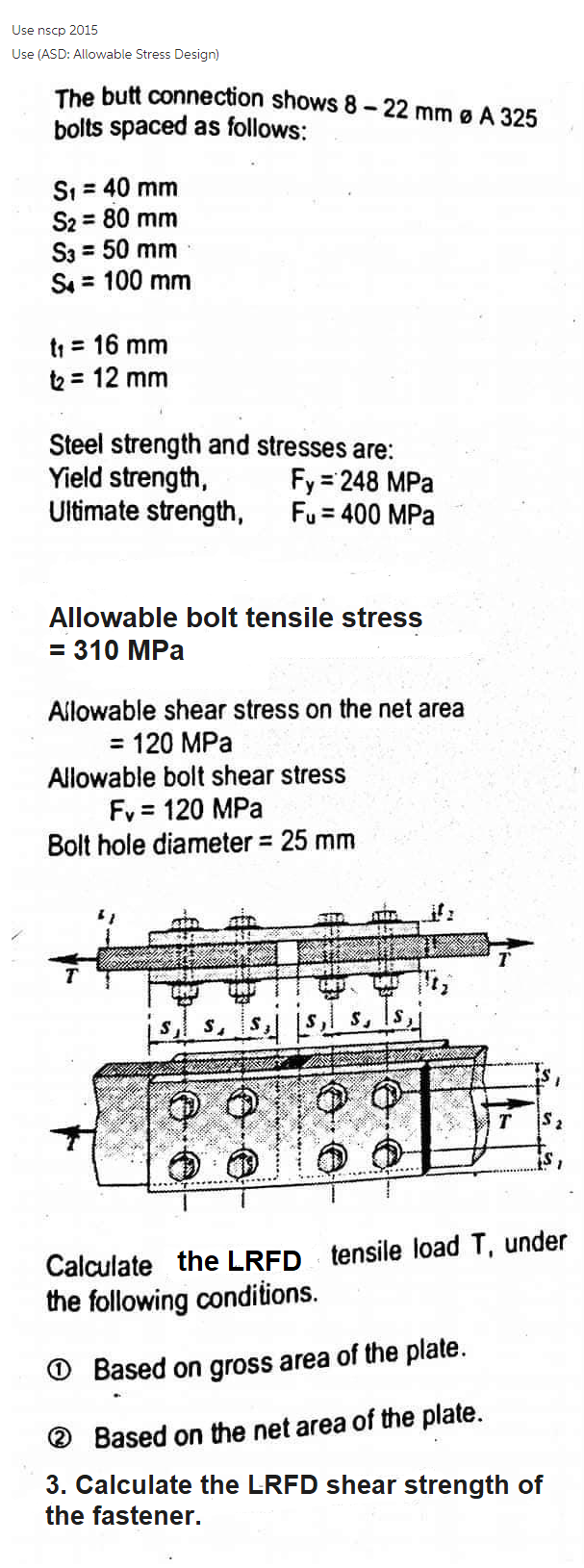 Solved Use nscp 2015 Use (ASD: Allowable Stress Design) The | Chegg.com